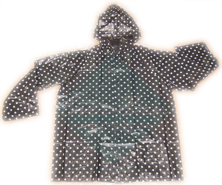 009 Black Printing PVC Rainwear|Womens PVC Raincoat|Festival Rain Mac ...